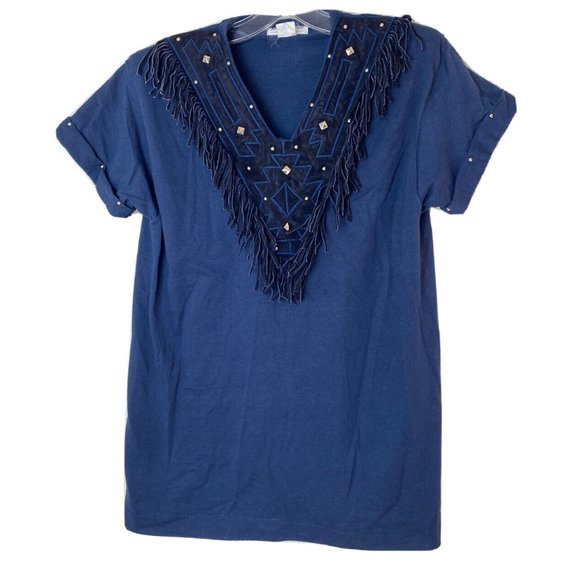Accessory Lady | Tops | Vintage Accessory Lady Smmed Navy Blue Western ...